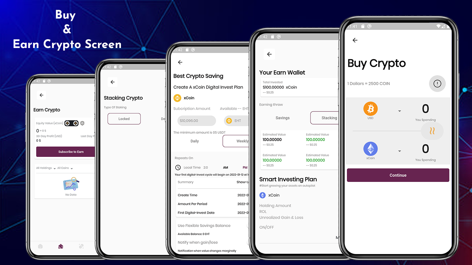 xCoin - Crypto Wallet with Buy and Exchange Bitcoin Flutter App UI Kit by AppDevsX